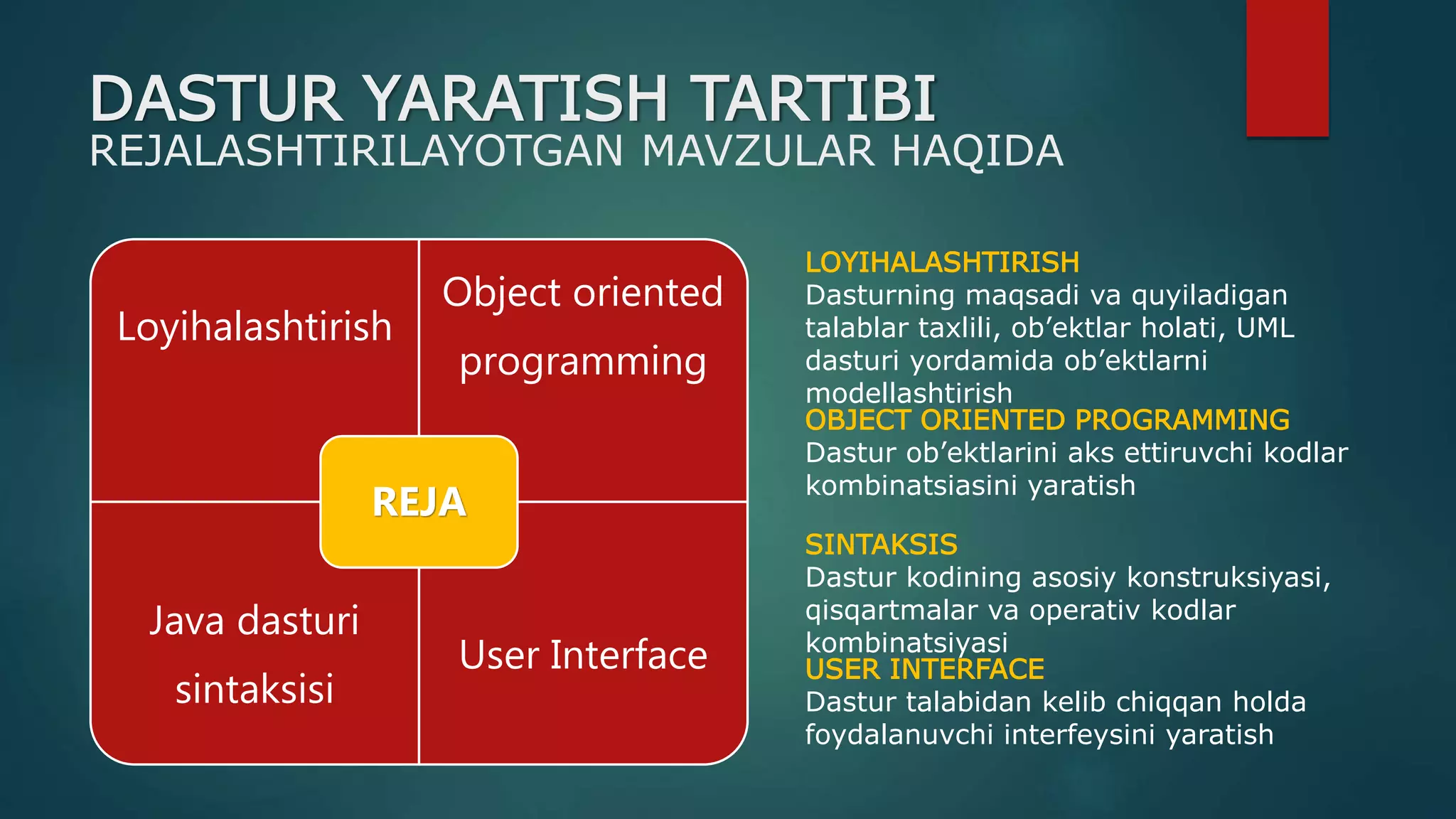 Ob'ektga yo'naltirilgan dasturlash texnologieyasi - OOP | PPTX