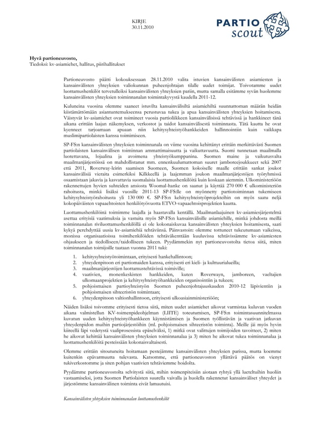 Kirje partioneuvostolle | PDF