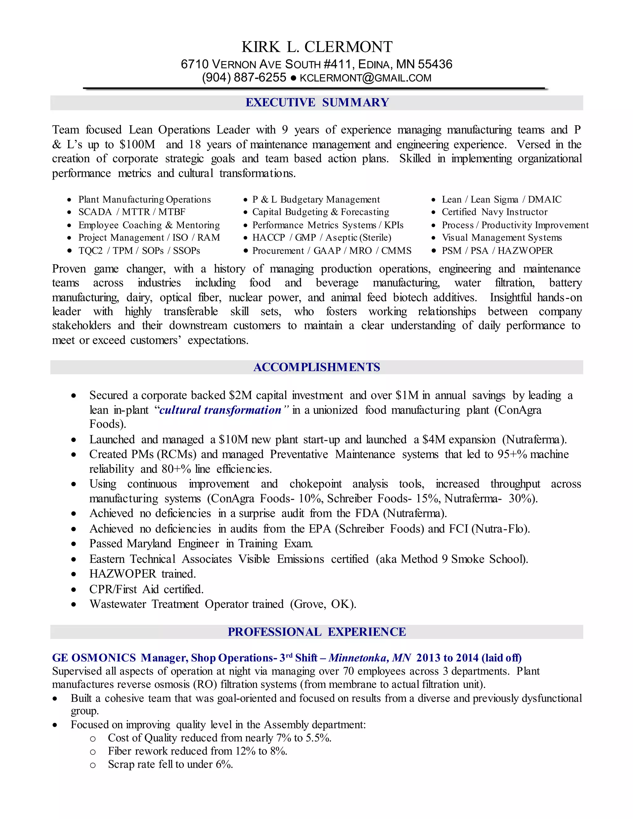 Kirk clermont cv | DOC