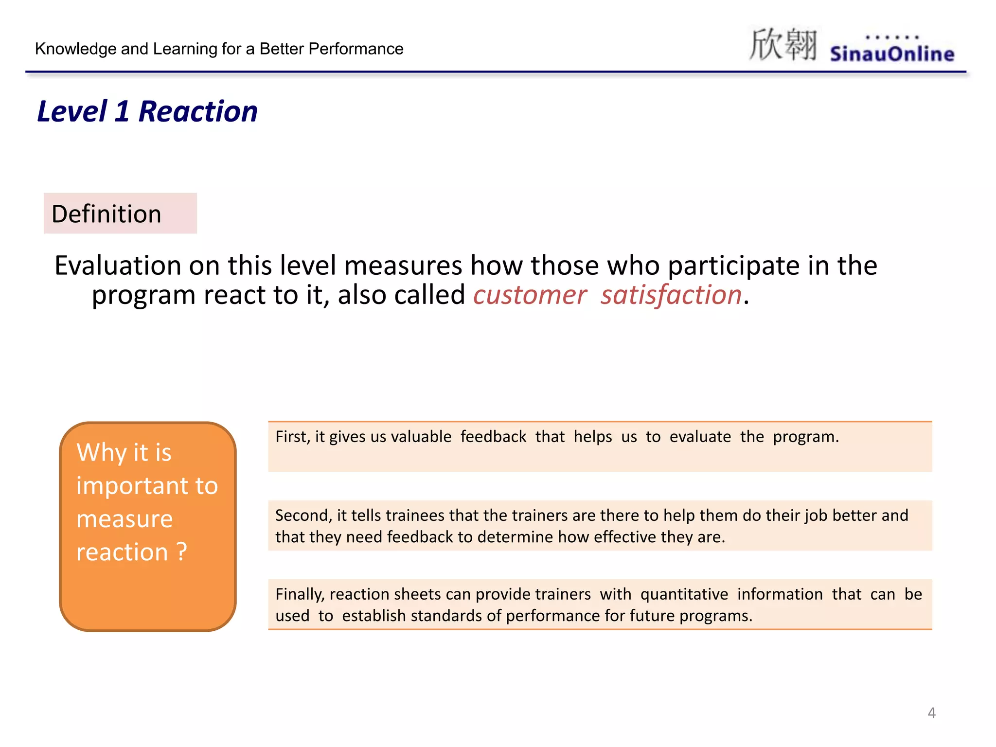 Kirkpatrick 4 level evaluation model | PPT