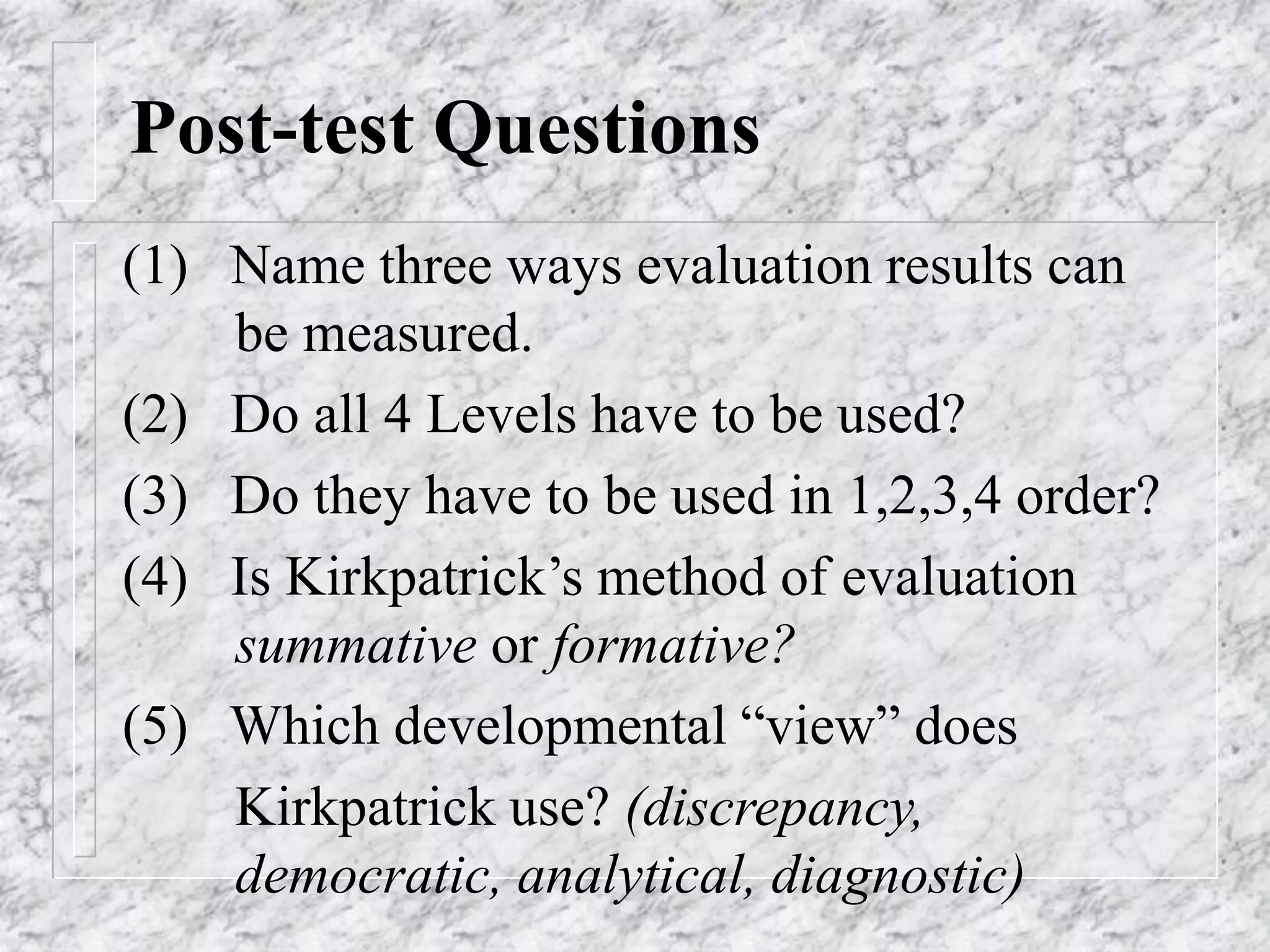 Kirkpatrick Evaluation Model.ppt