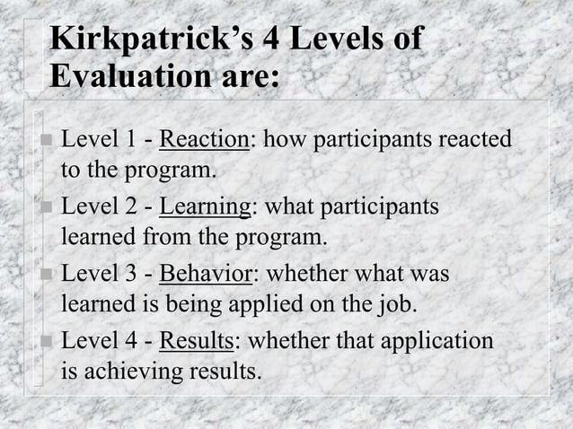 Kirkpatrick Evaluation Model.ppt