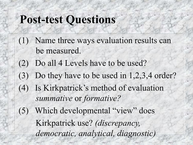 Kirkpatrick Evaluation Model.ppt