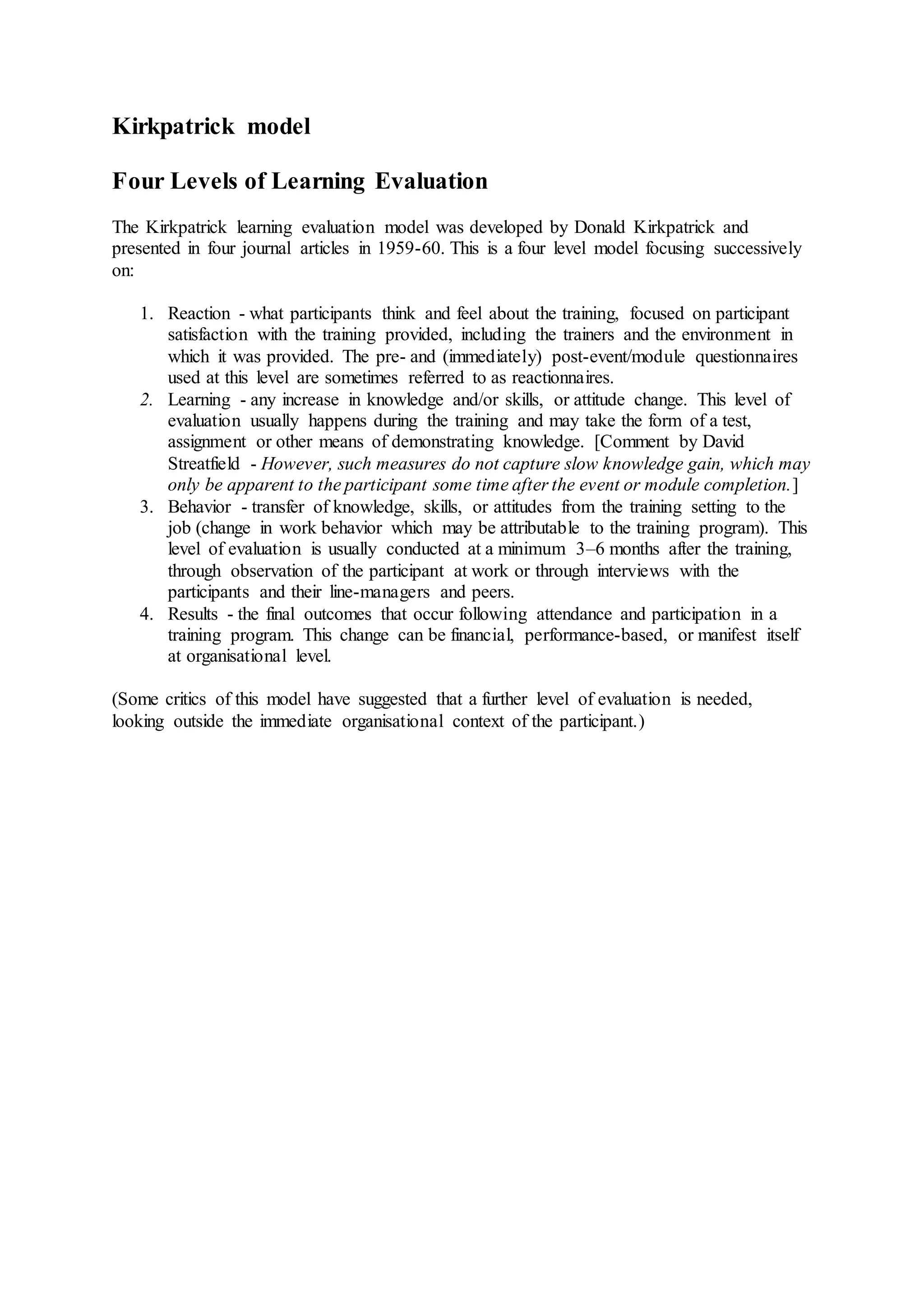 Kirkpatrick model | DOCX