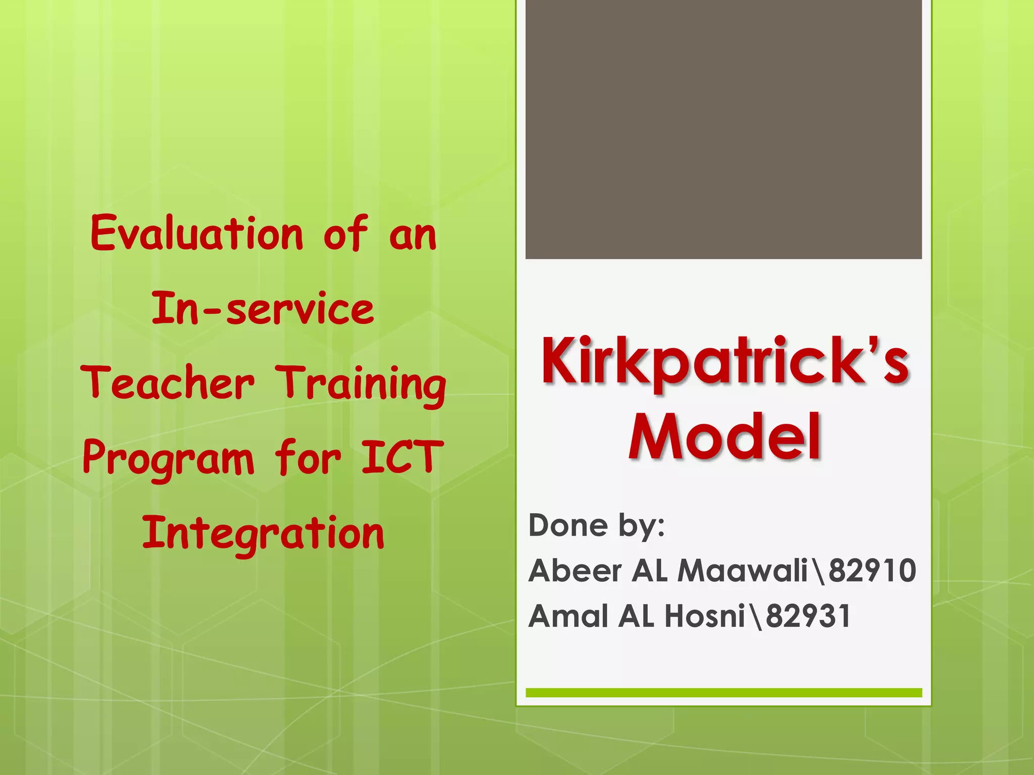 Kirkpatrick’s model | PPTX | Professional School | Postgraduate Education