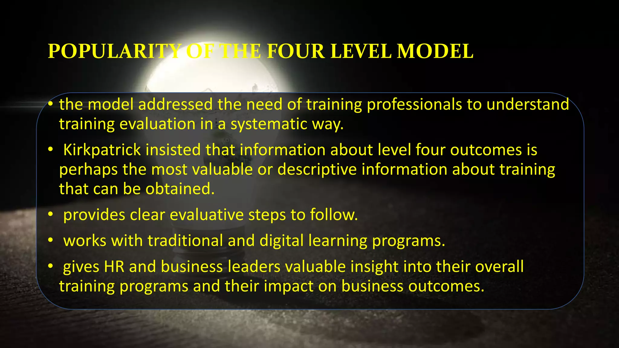 Kirpatrick model of evaluation | PPTX