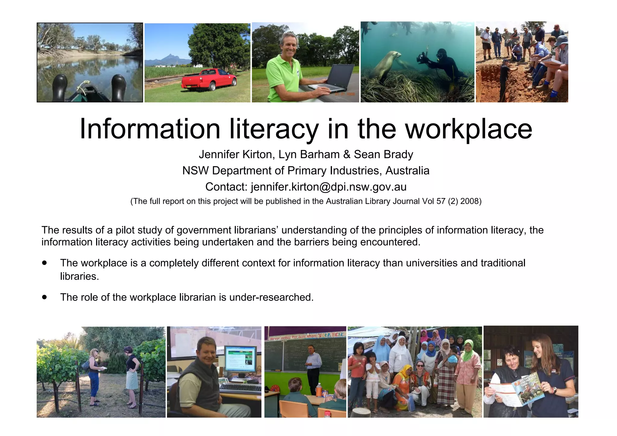 Understanding and practices of information literacy in Australian ...