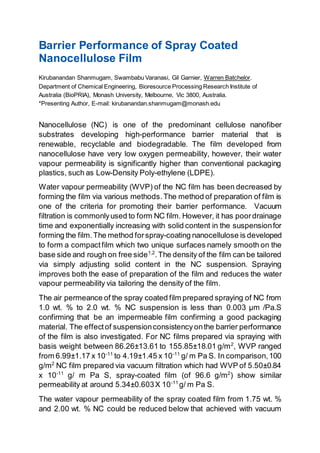 Barrier Performance of Spray Coated Nanocellulose Films | DOCX