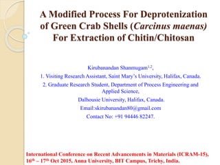 a modified process for deprotenization of green crab | PPTX | Chemistry ...