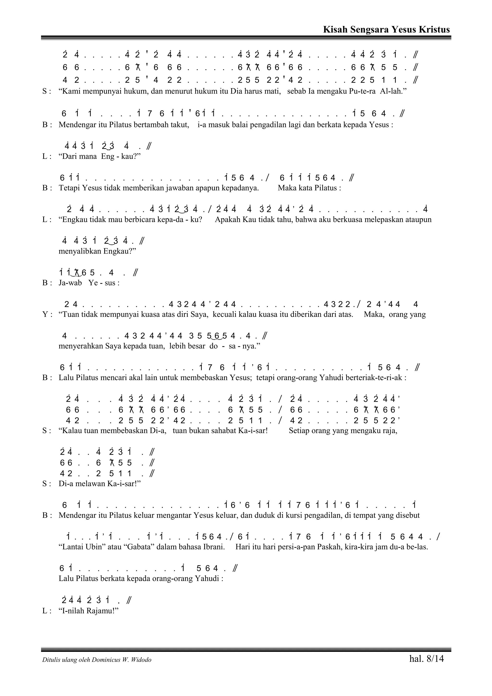 Kisah Sengsara Injil Yohanes - Jumat Agung | PDF