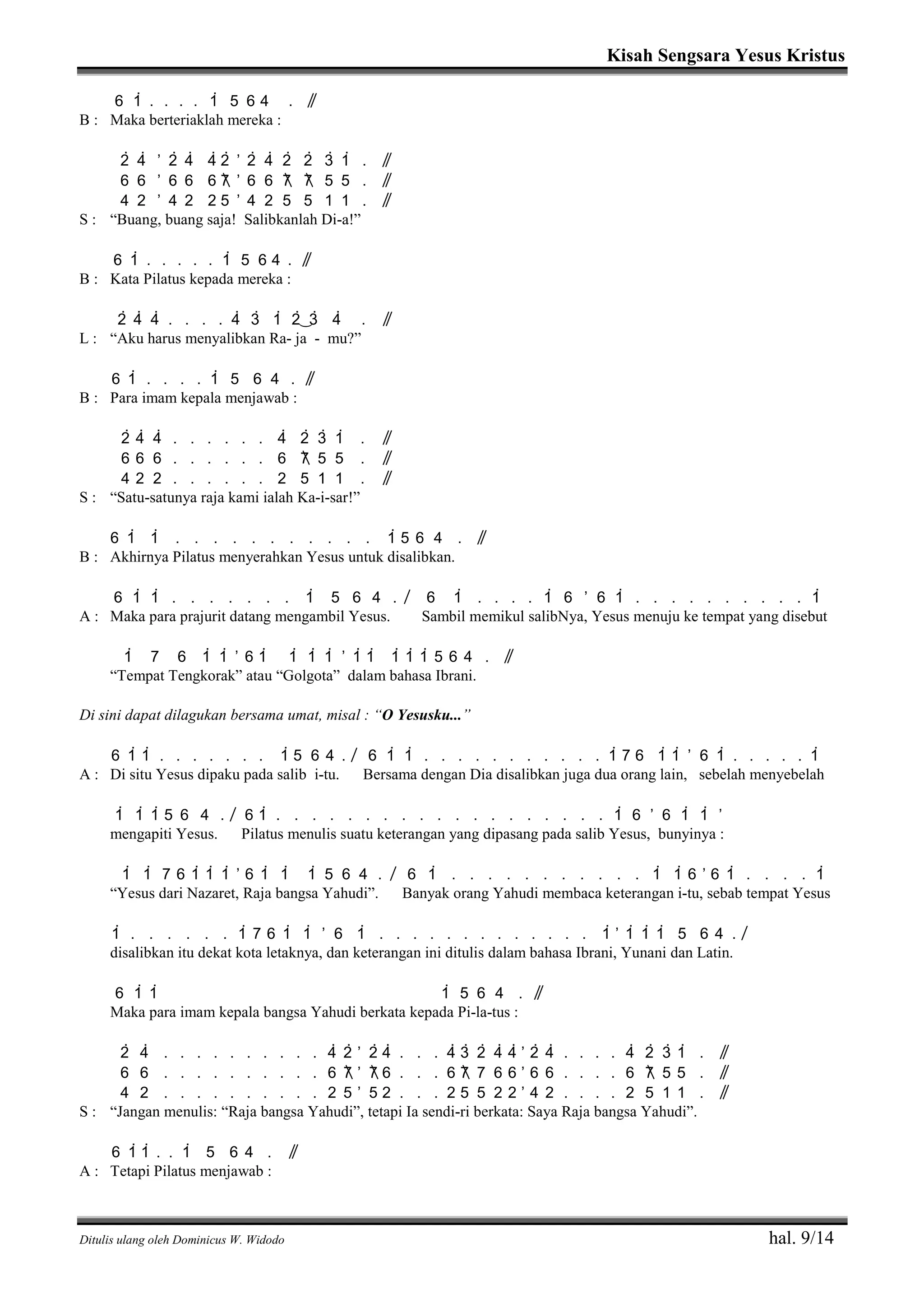 Kisah Sengsara Injil Yohanes - Jumat Agung | PDF