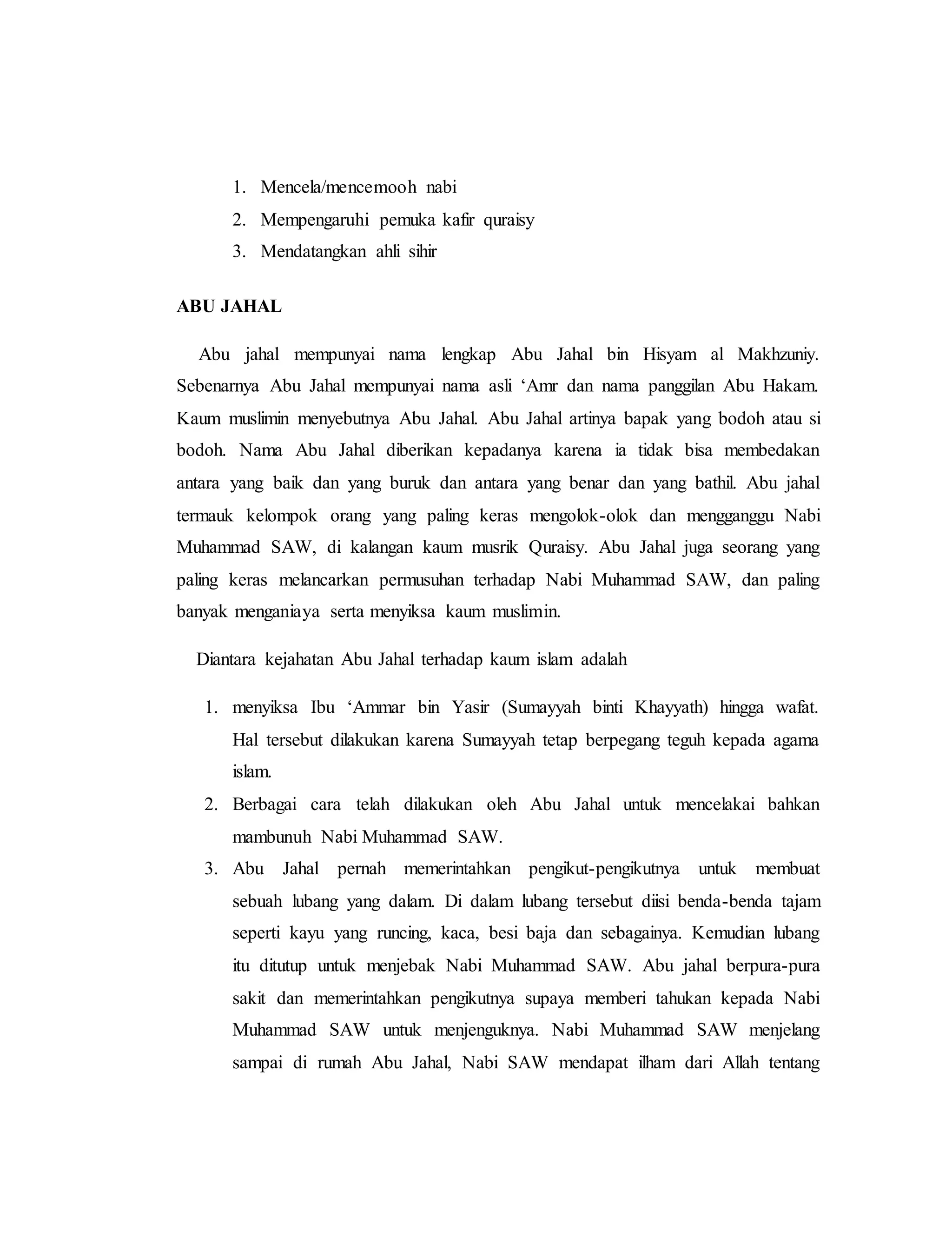 Kisah abu lahab abu jahal dan musailamah al khadzab | DOCX