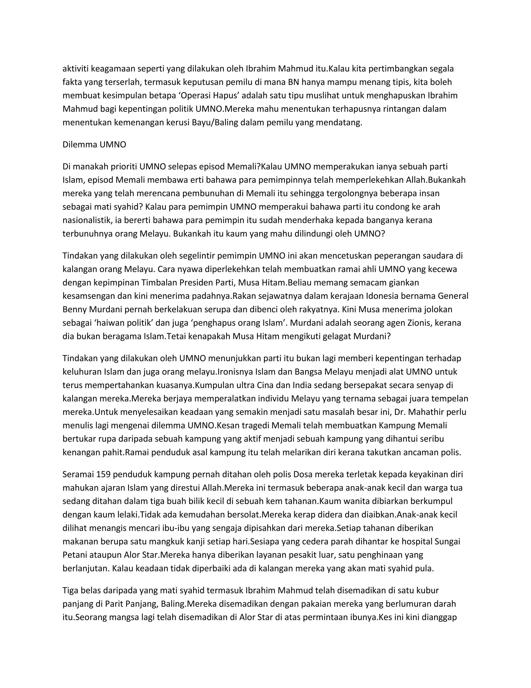 Kisah benar tragedi memali | DOCX