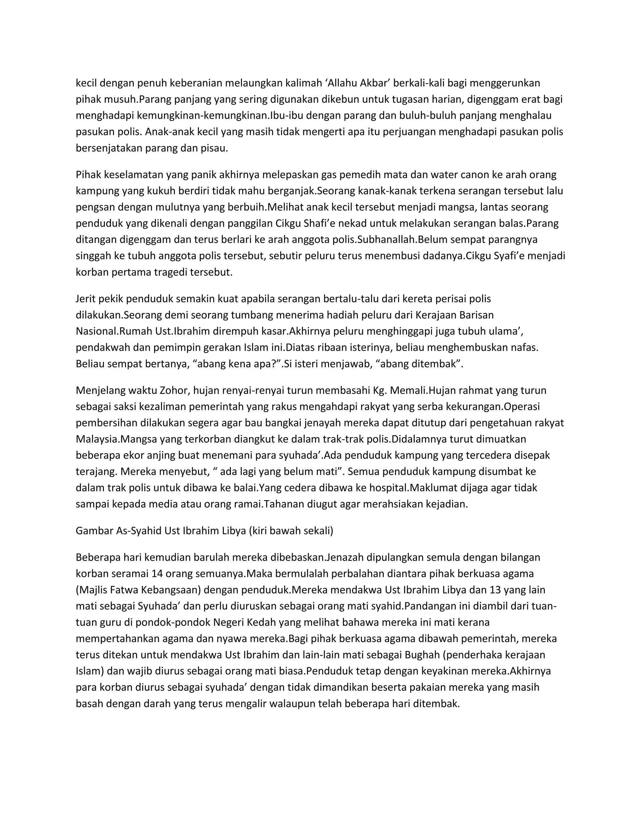 Kisah benar tragedi memali | DOCX