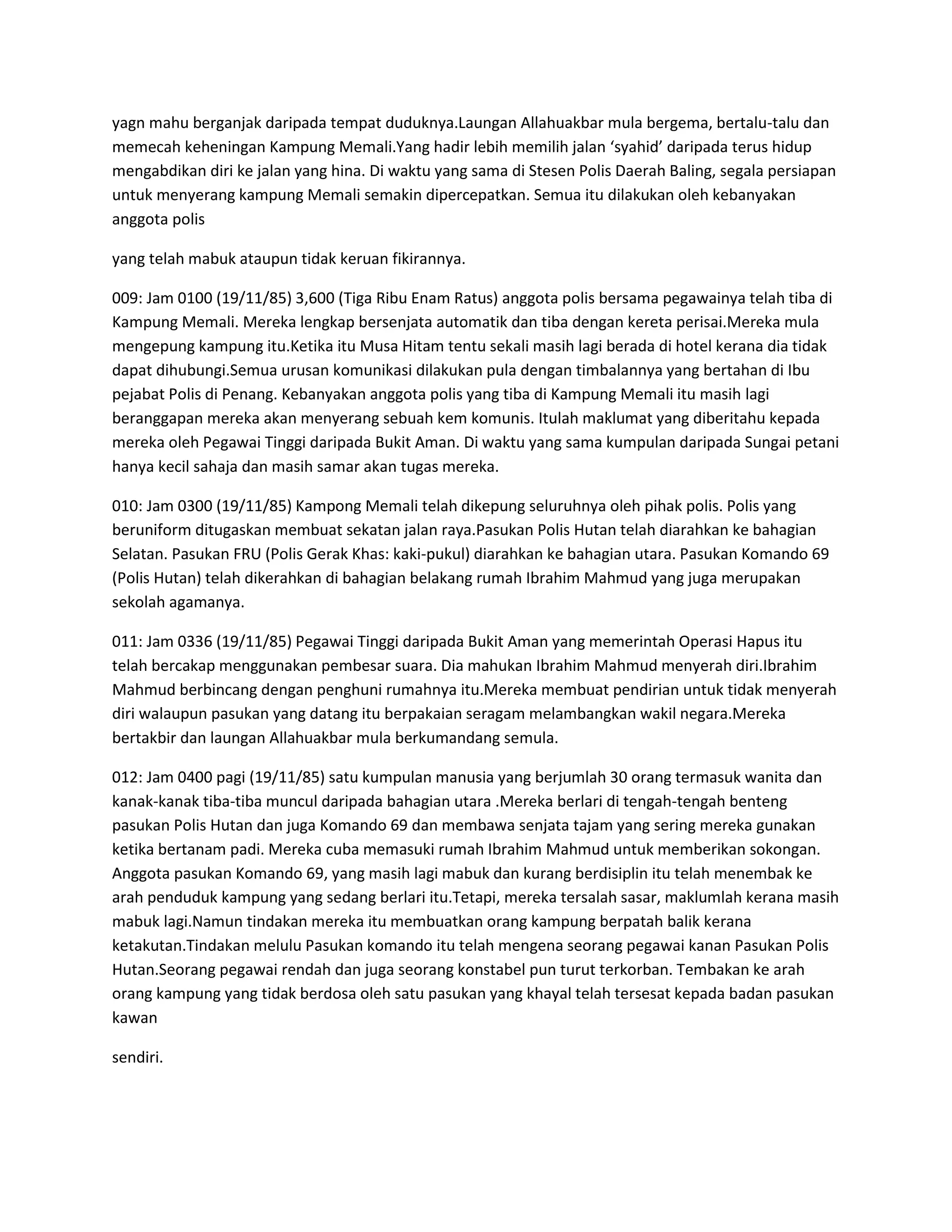 Kisah benar tragedi memali | DOCX