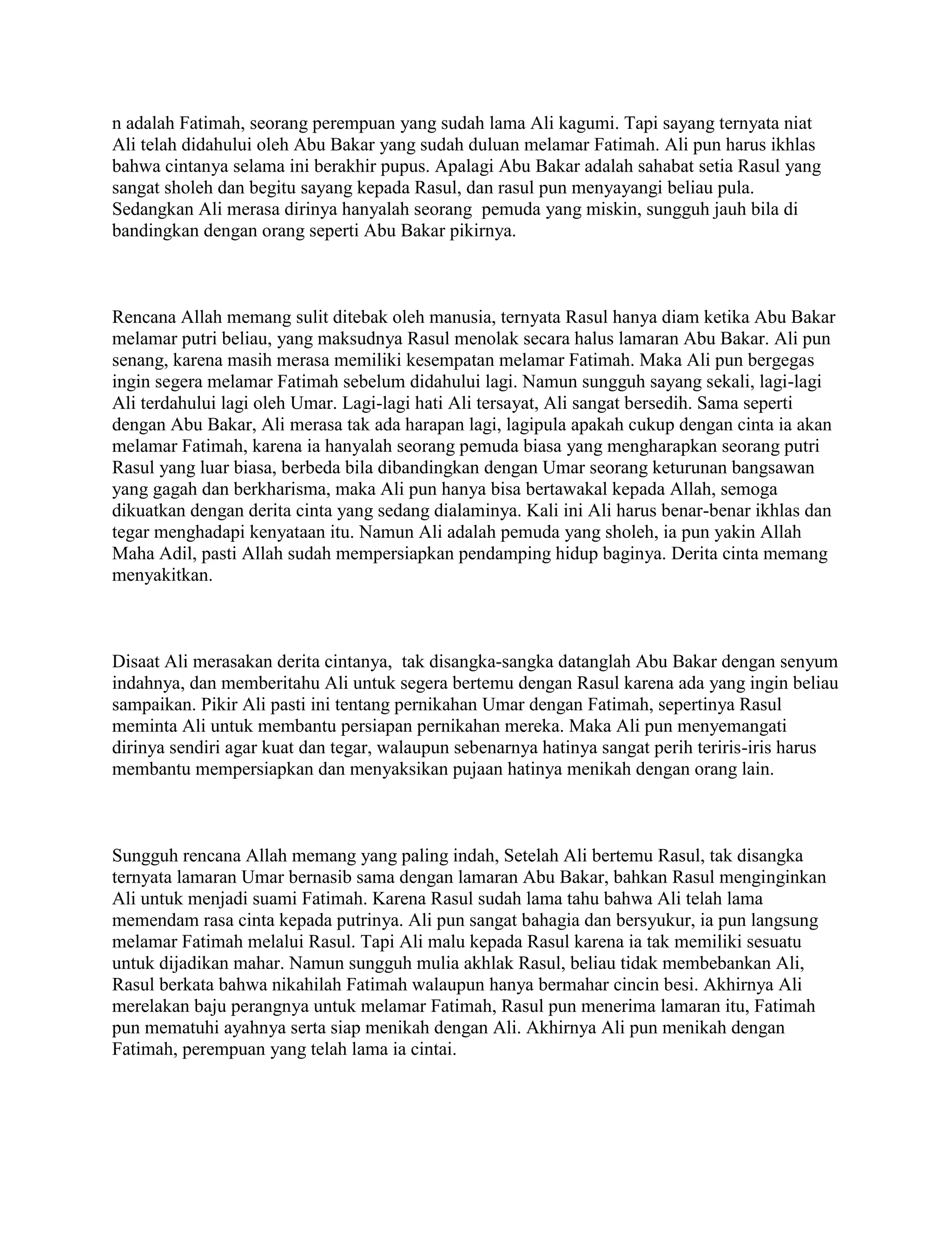 Kisah cinta ali dan fatimah | DOCX