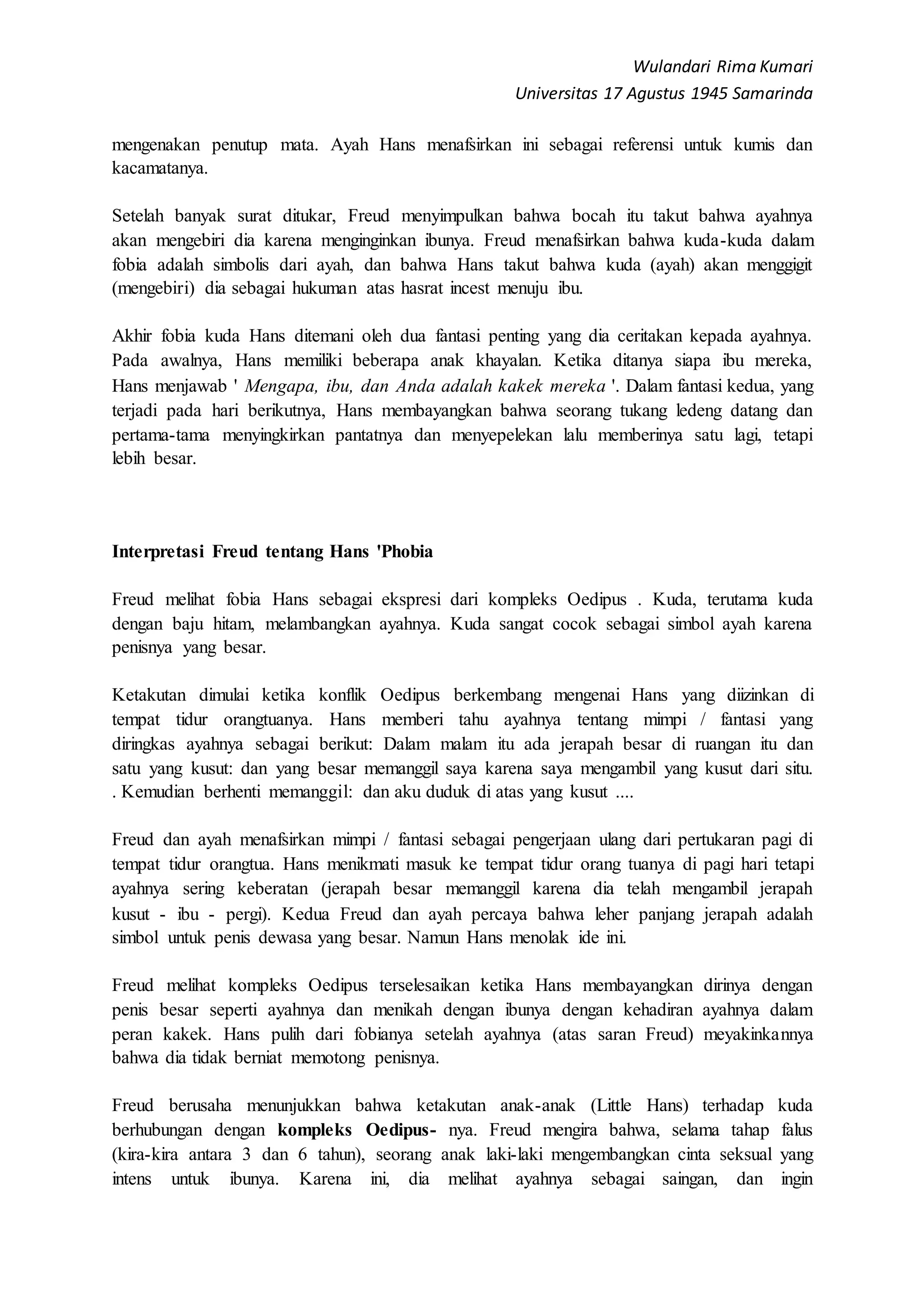 Kisah Little Hans | DOCX