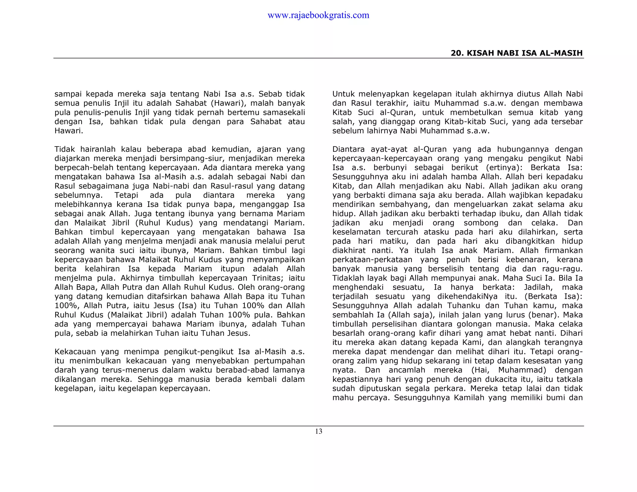 Kisah nabiisaal masih. | PDF