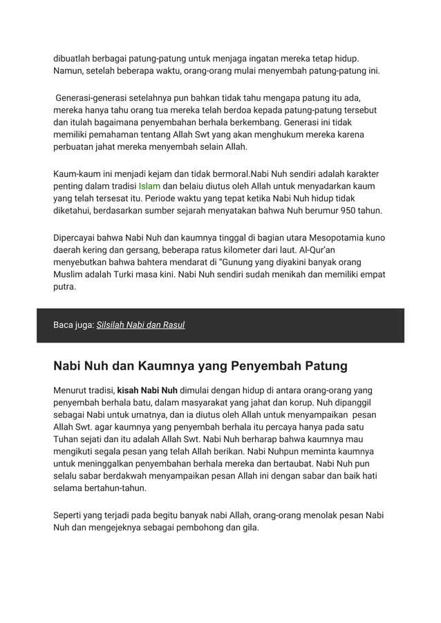 Kisah nabi nuh | PDF