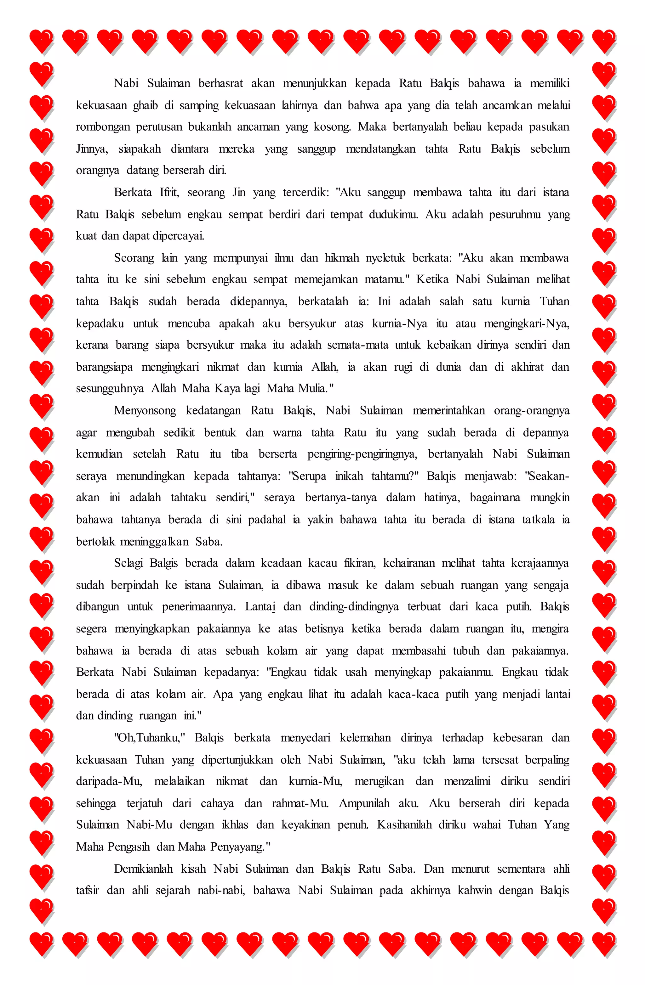 Kisah Nabi Sulaiman AS Lengkap | DOCX