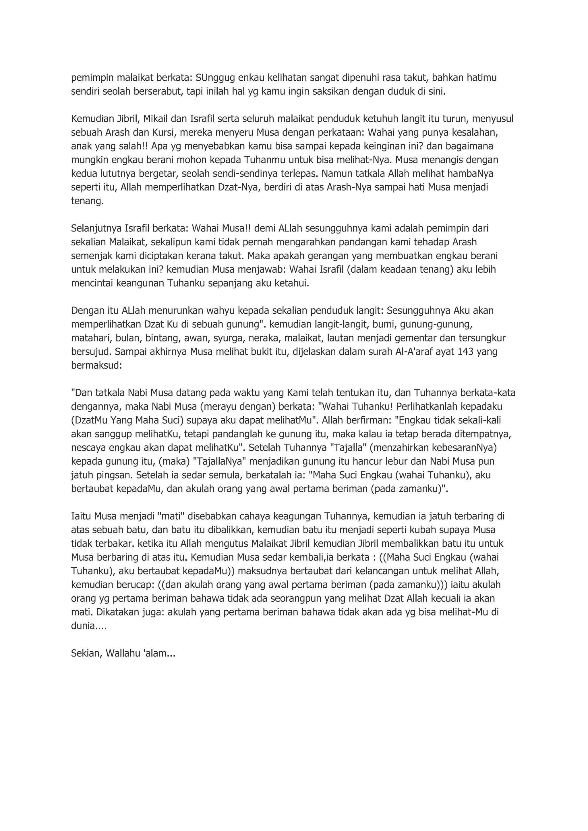 Kisah penuh nabi musa ingin melihat allah | PDF