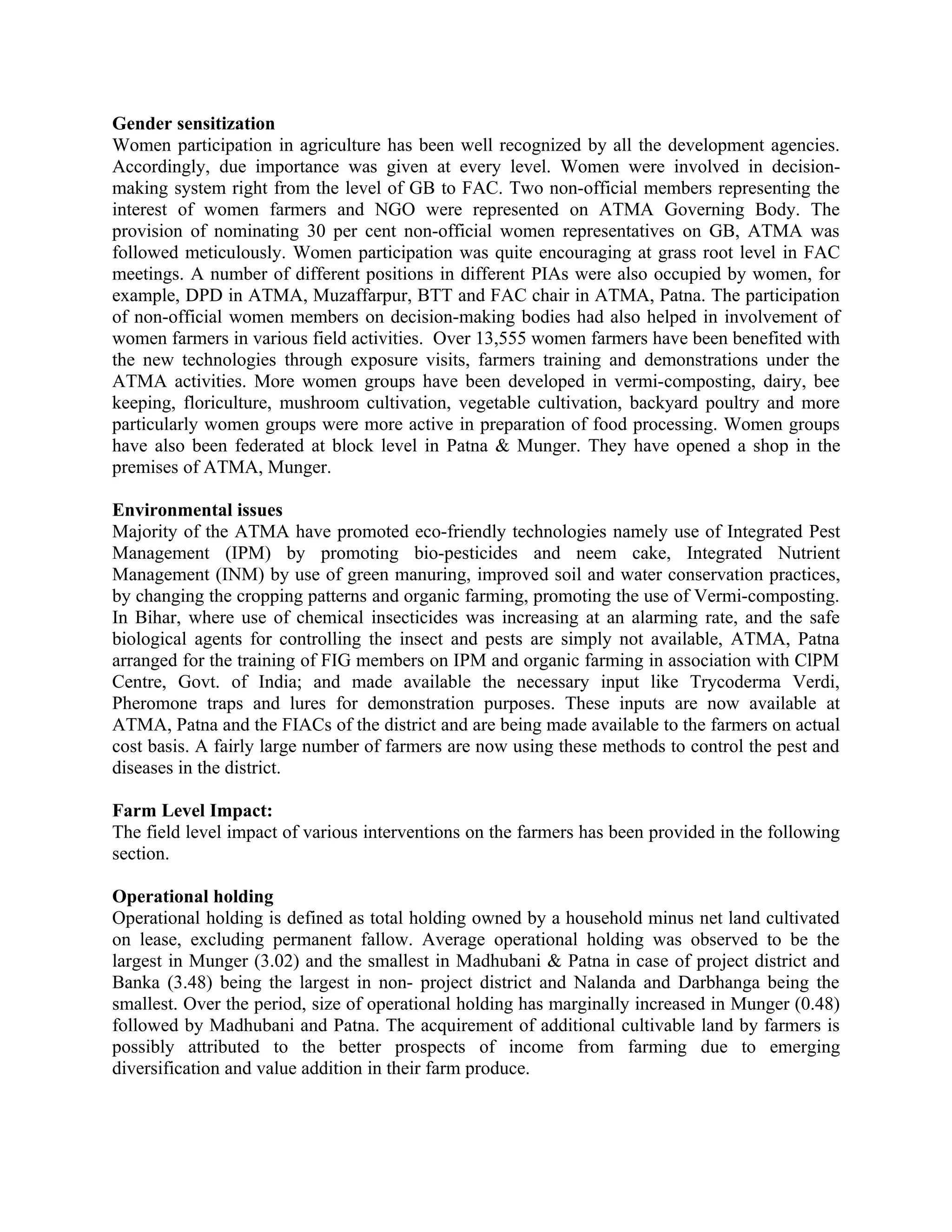 Impact of ATMA Model in Bihar | DOC