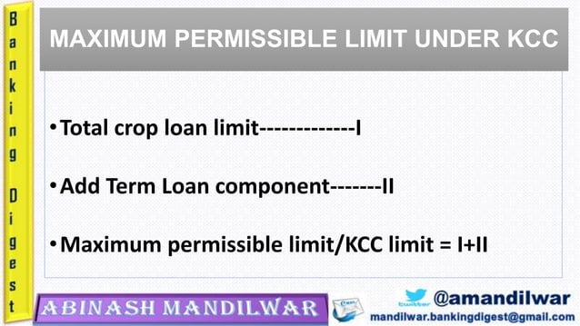 Kisan Credit Card | किसान क्रेडिट कार्ड | KCC Scheme and Loan Limit Assessment | PPT
