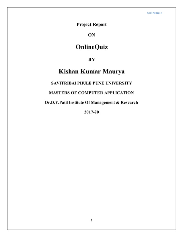 Online Quiz System Project Report | DOCX