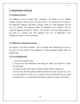 Online Quiz System Project Report | DOCX