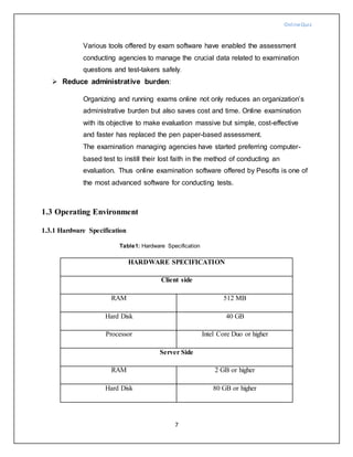 Online Quiz System Project Report | DOCX