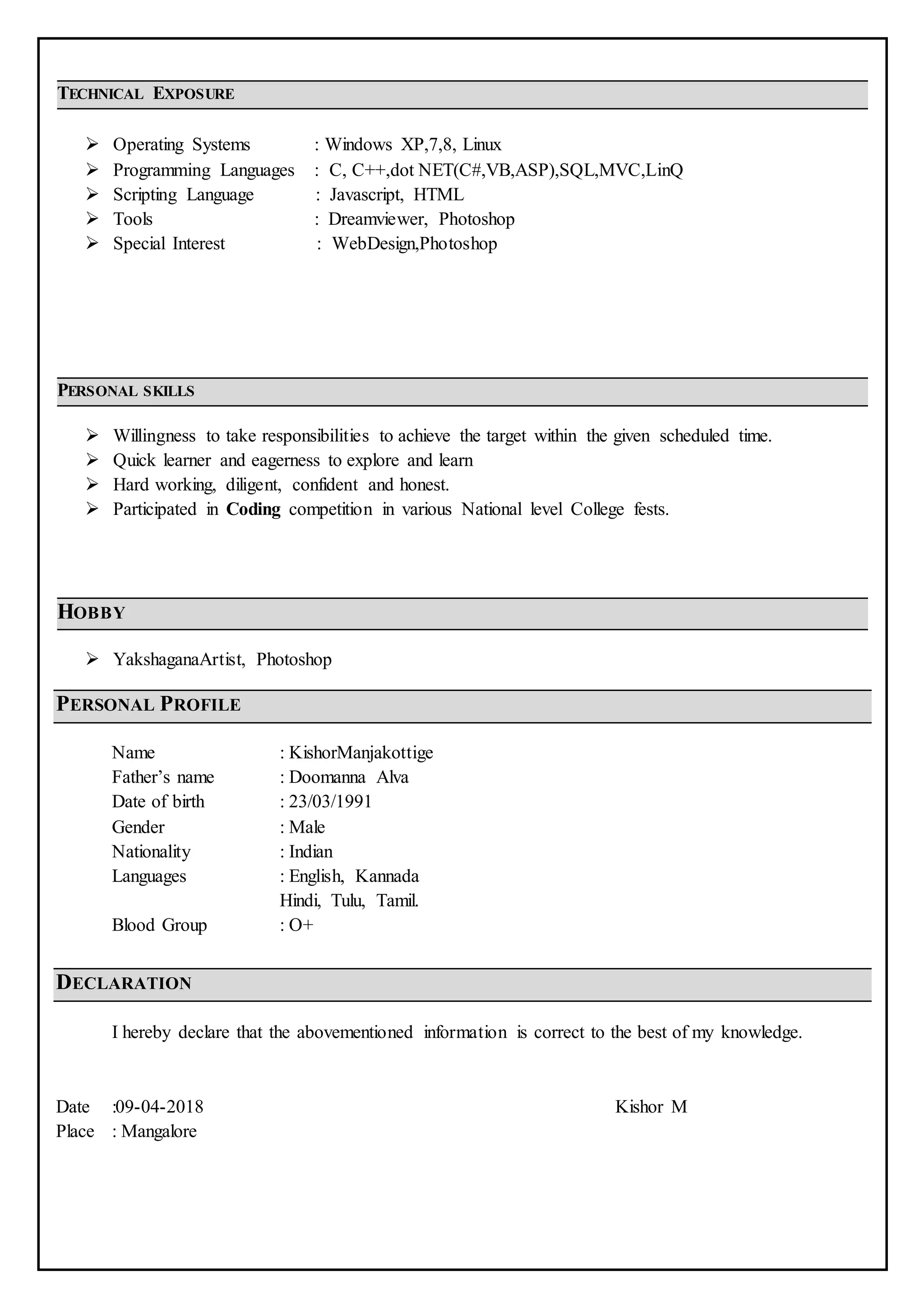Kishor resume- | PDF