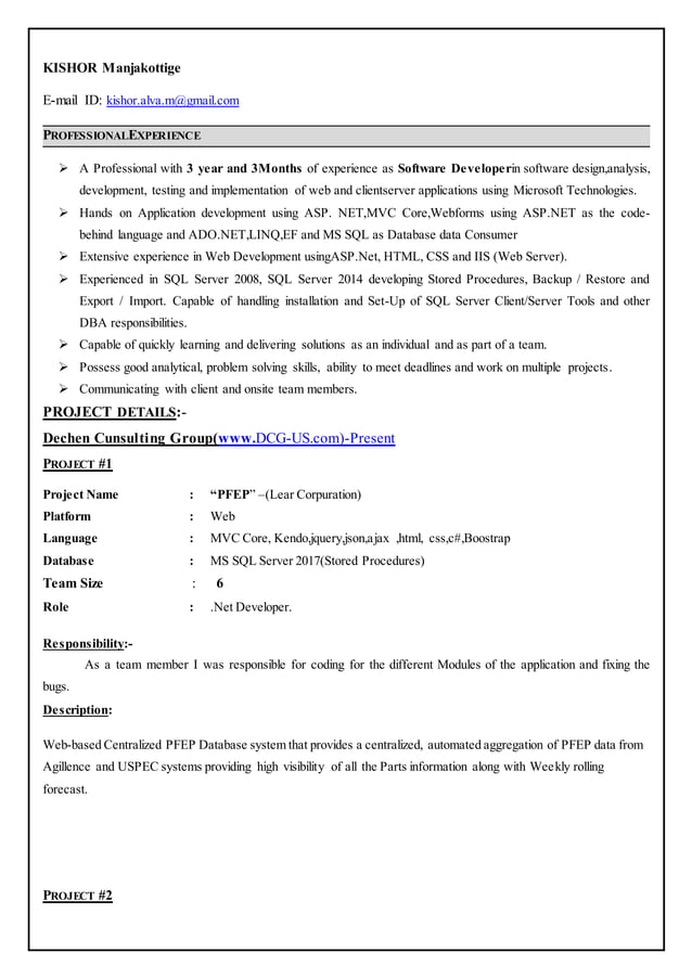 Kishor resume- | DOCX | Web Development | Internet