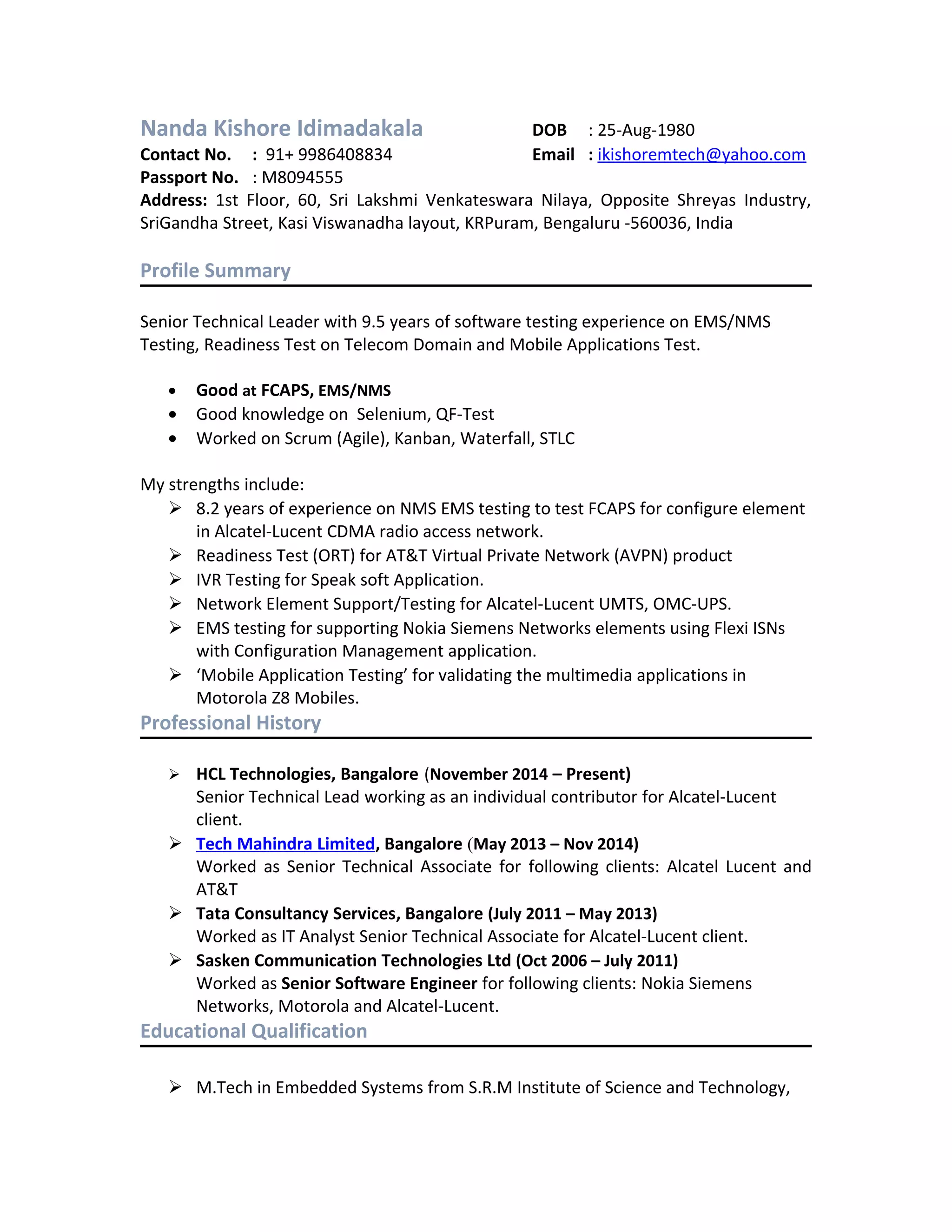 Kishore resume | PDF