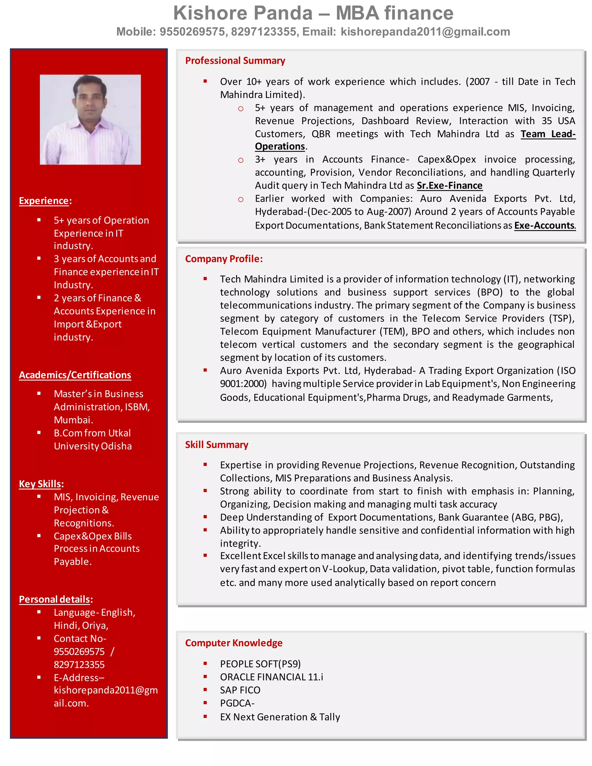 Kishore panda resume 2 | PDF