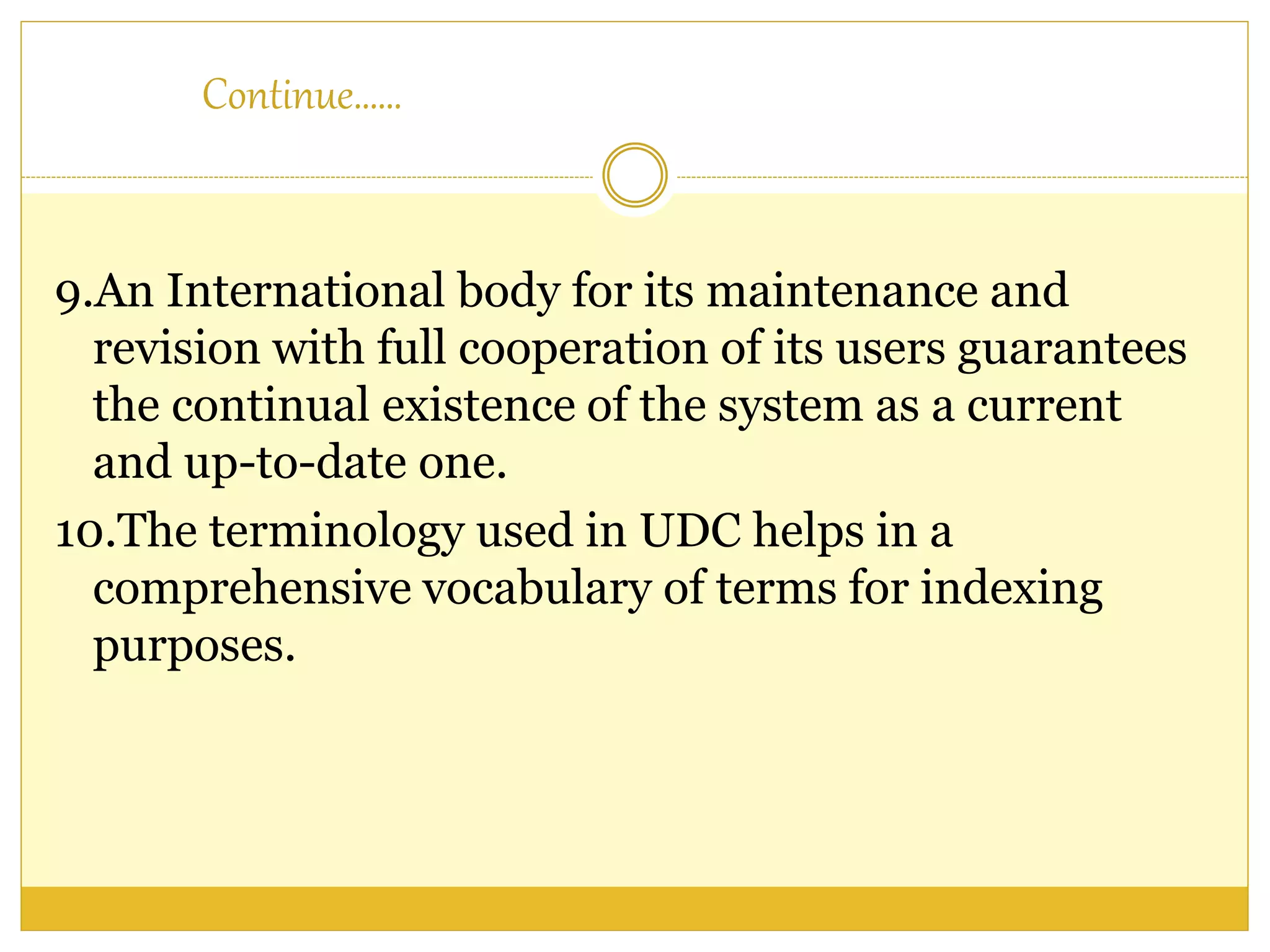 FEATURES OF DDC AND UDC ppt | PPTX