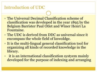 FEATURES OF DDC AND UDC ppt | PPTX