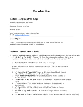 Kishor raje resume | DOCX