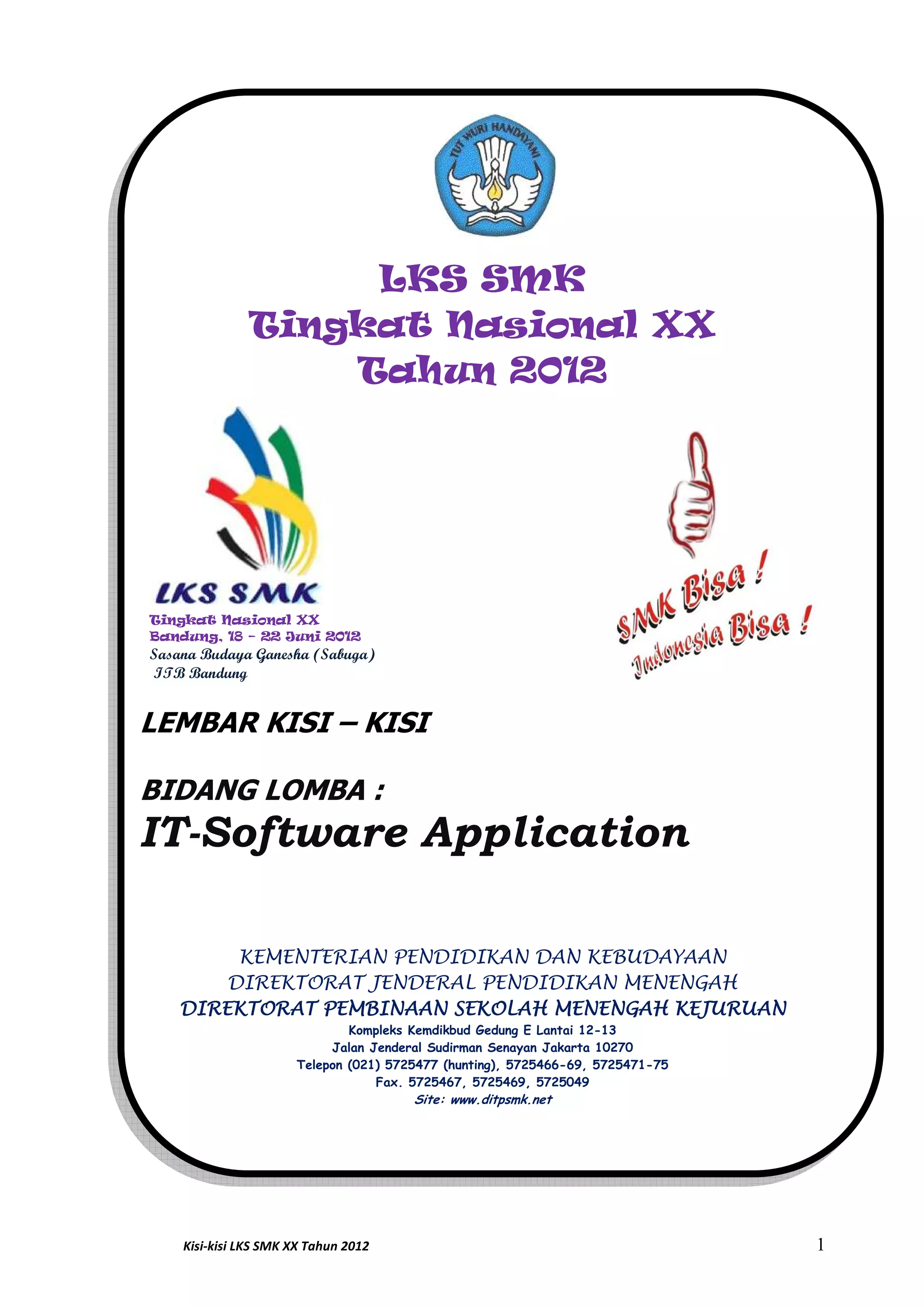 Kisi kisi it-software application lks smk 2011 | PDF