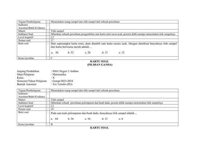 KISI-KISI & KARTU SOAL ASESMEN SUMATIF MATEMATIKA KELAS X.docx