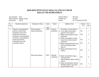 Kisi kisi kls viii ukk sem ii rev | DOCX