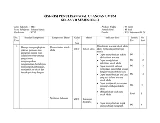 Kisi kisi kls vii ukk sem ii | PPT