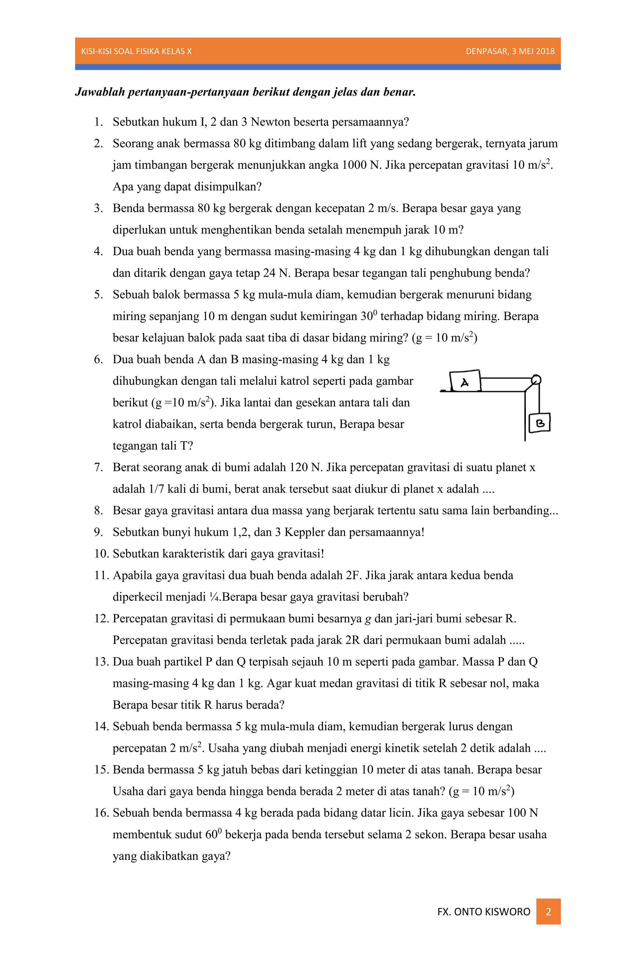 Kisi kisi soal fisika uas kelas x mia | PDF