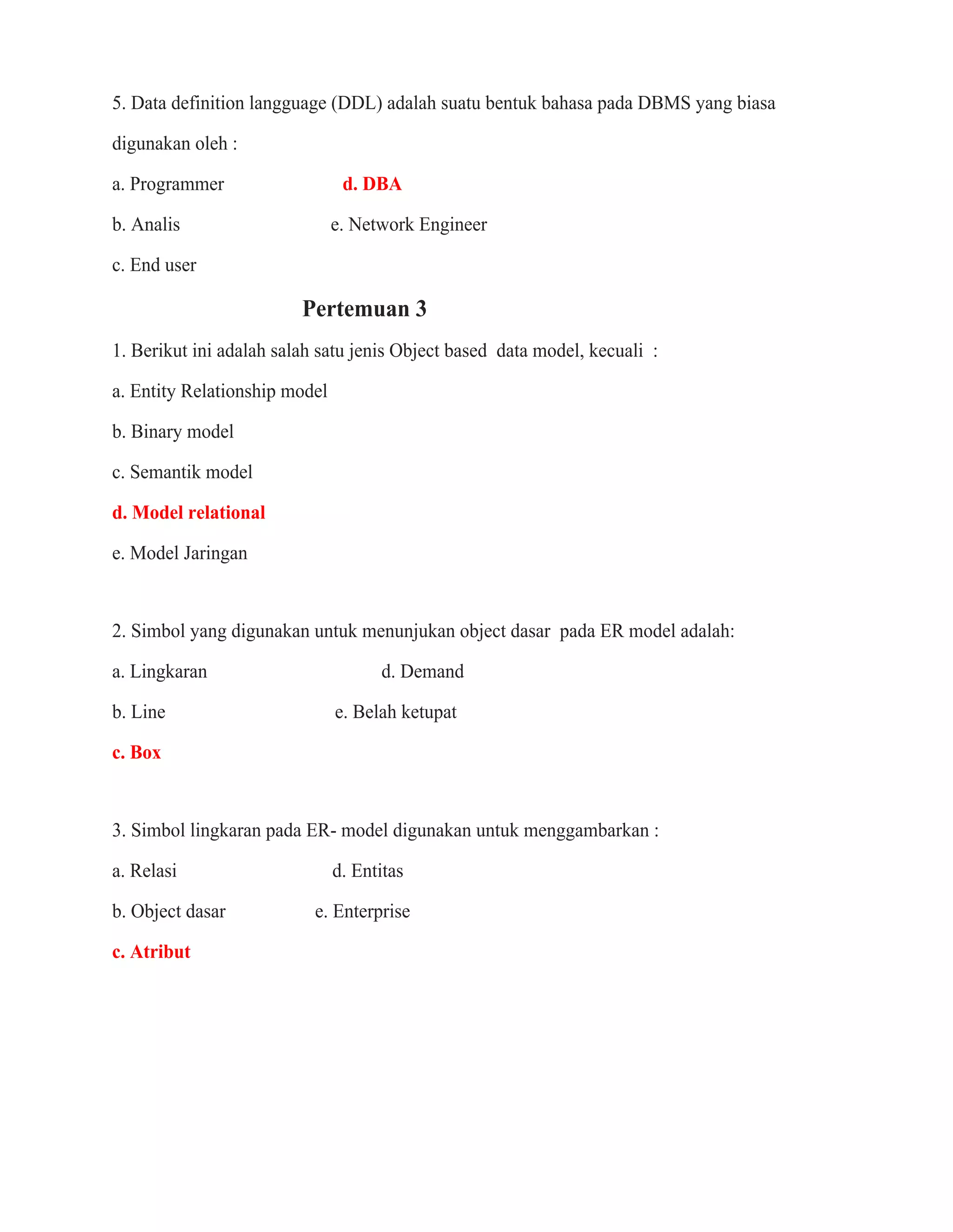 Kisi kisi soal uas semester 2 BSI | PDF