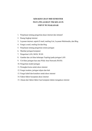 Kisi kisi tik 9 | PDF