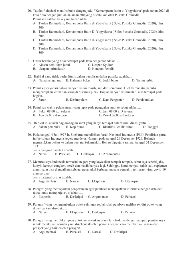 kisi-kisi uas bahasa indoesia mater Ujian semester.docx