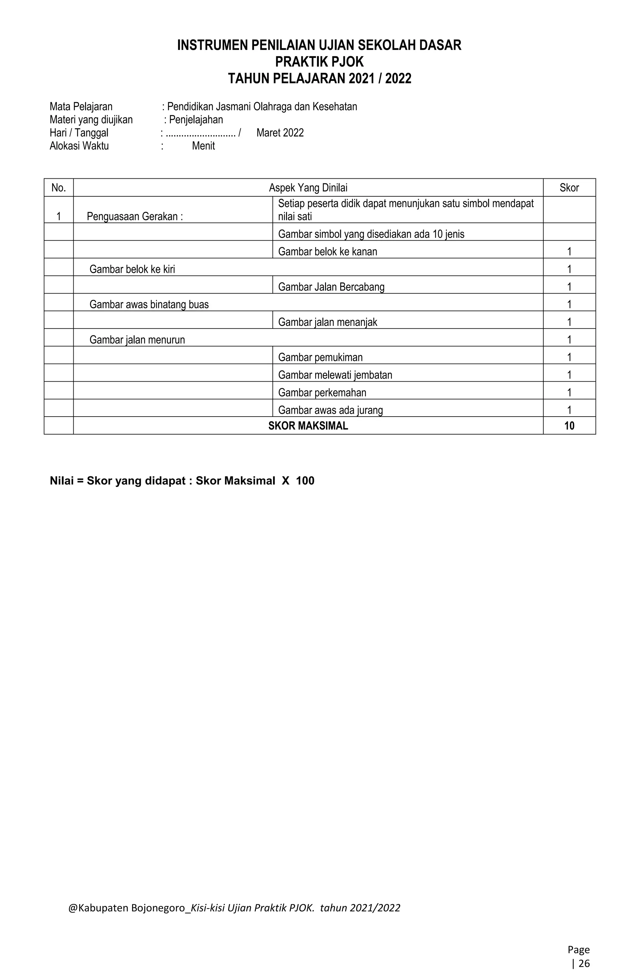 KISI - KISI UJIAN PRAKTEK PJOK TAHUN 2022.docx
