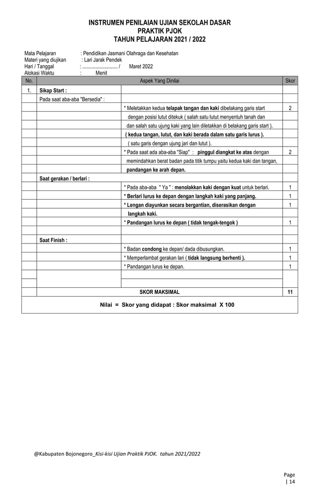 KISI - KISI UJIAN PRAKTEK PJOK TAHUN 2022.docx