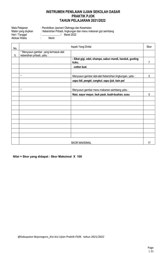 KISI - KISI UJIAN PRAKTEK PJOK TAHUN 2022.docx