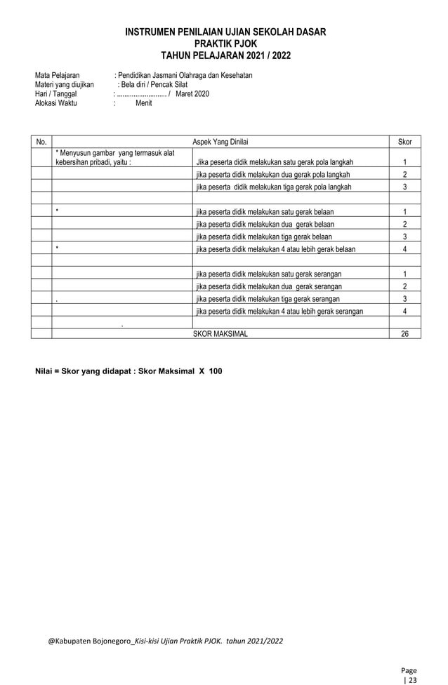 KISI - KISI UJIAN PRAKTEK PJOK TAHUN 2022.docx
