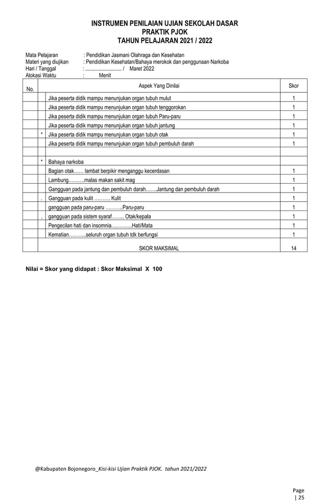 KISI - KISI UJIAN PRAKTEK PJOK TAHUN 2022.docx